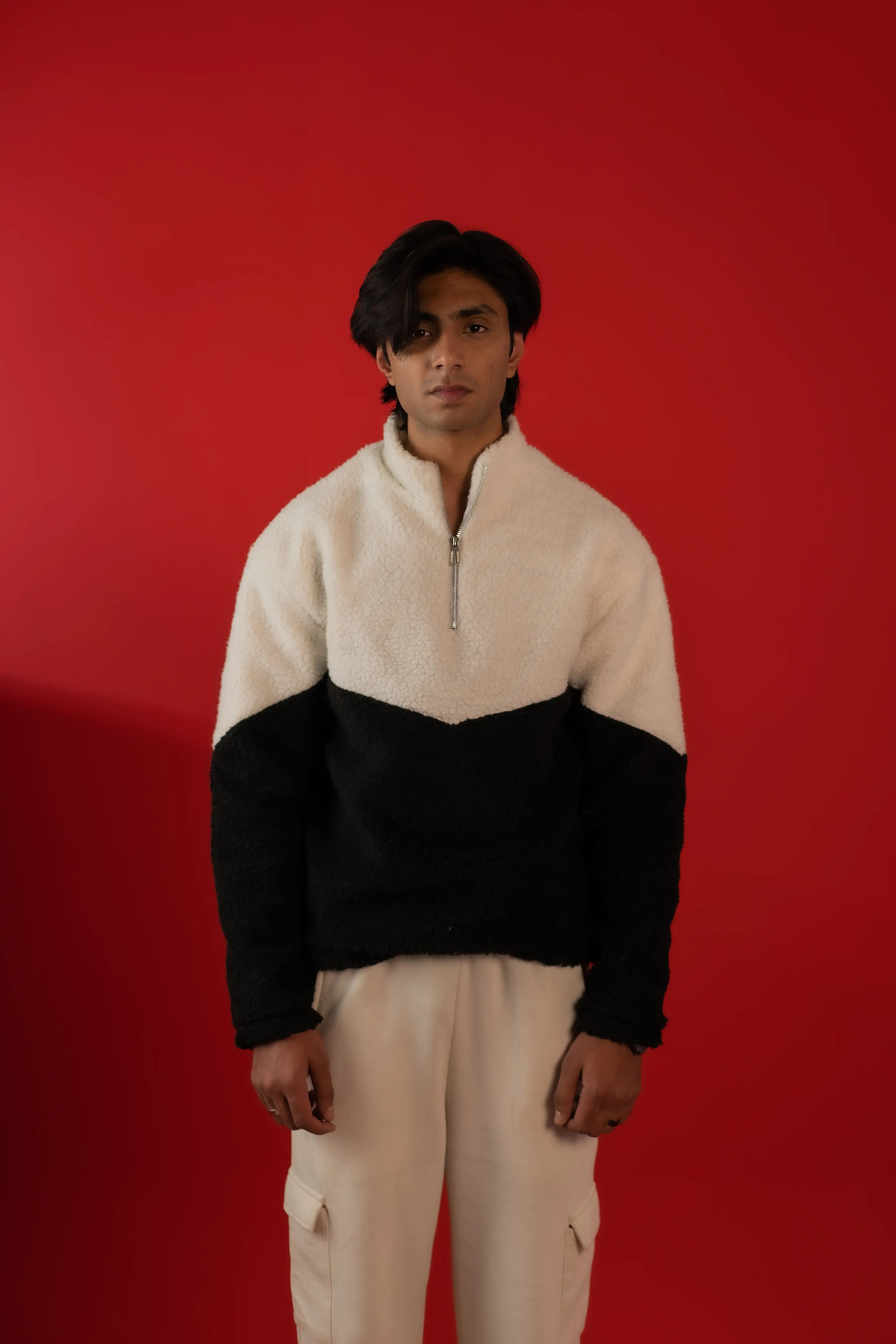 SHERPA FUR HALF ZIP WHITE & UPPER BLACK – Scream